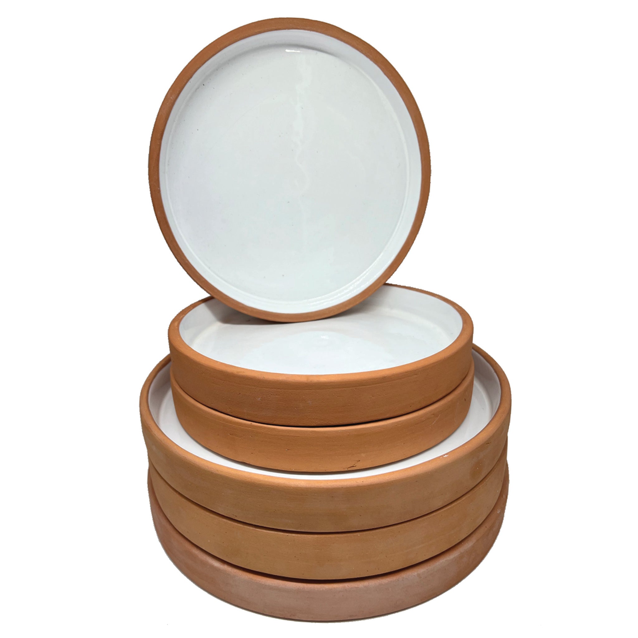 White and Terracotta Dinner Plates – Azulike